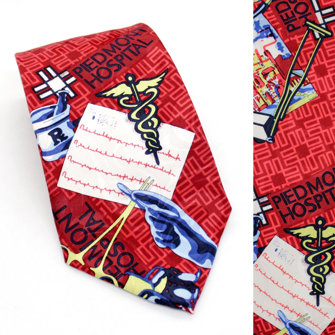 Vintage Piedmont Hospital Silk Necktie // Retro Atlanta Georgia Medical ...