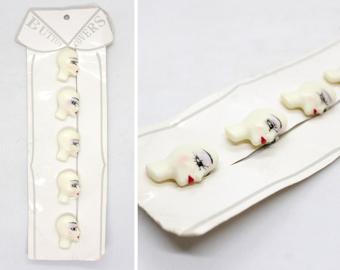 Vintage Set of 5 Face Button Covers /// Retro 80s Deadstock Button ...