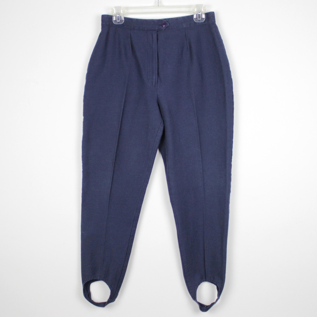 Vintage 90s Stirrup Pants High Waist Navy Blue - Size 14 • Ashleigh ...