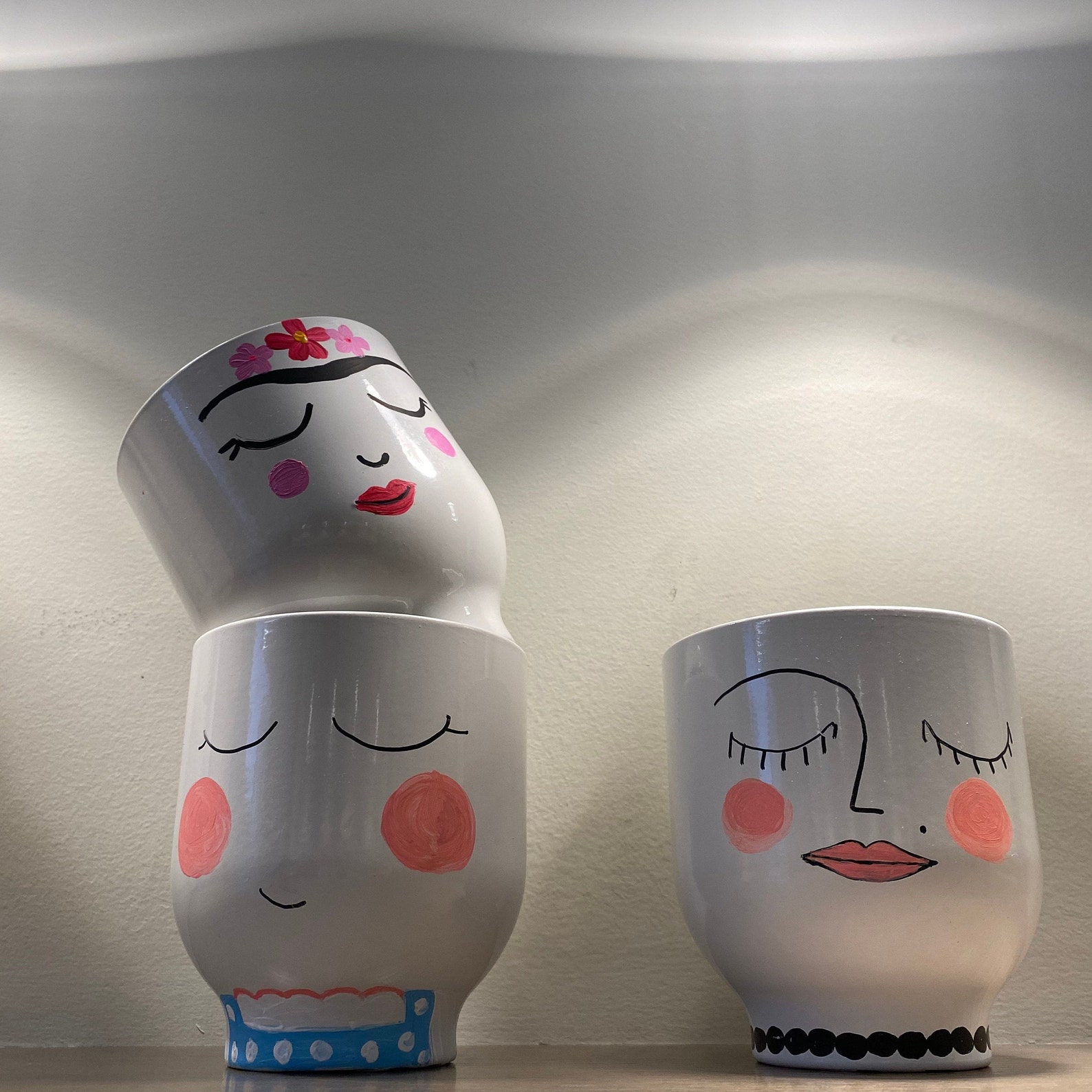 Cute Hand Painted Face Pot - Etsy UK
