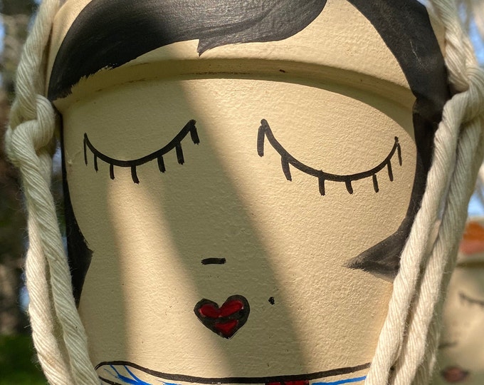 Terracotta Face Planter Pots With Headwrap- Pot Head Christmas Gift ...