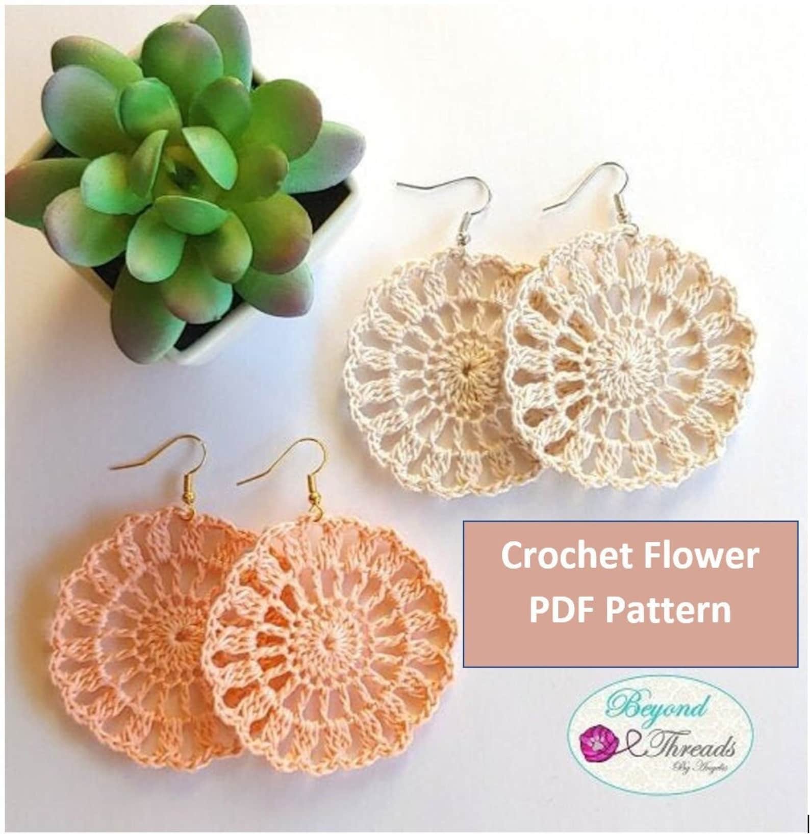 Crochet Earrings PDF. Crochet Earrings Tutorial Pattern. Round Earrings ...
