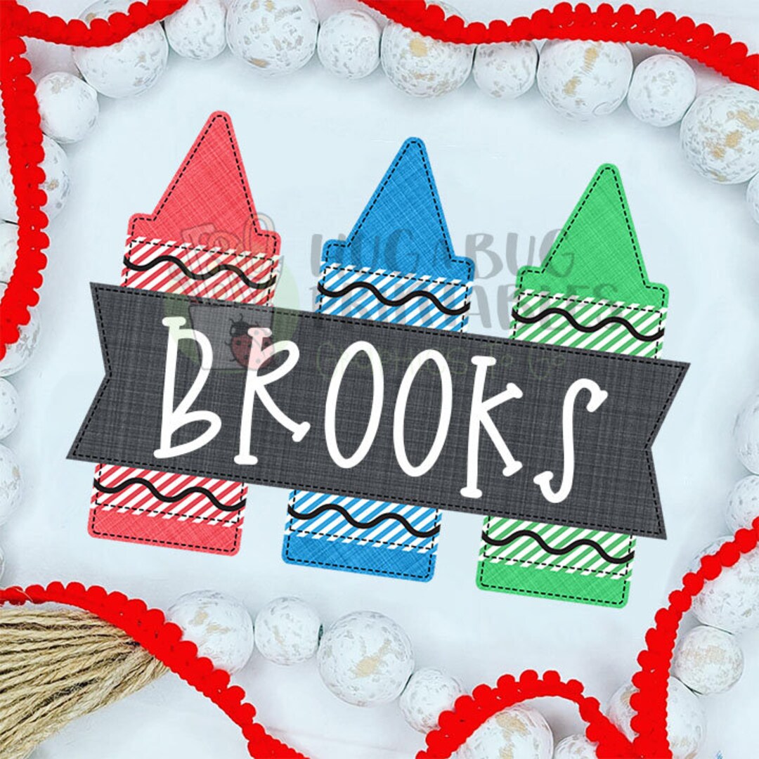 Crayons Banner Red Blue Green Faux Applique Digital File JPG PNG - Etsy