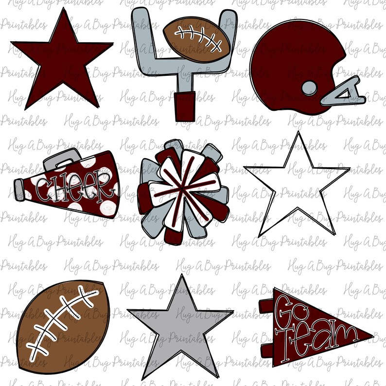 Maroon Football Cheer Doodle Alphabet Set PNG - Etsy