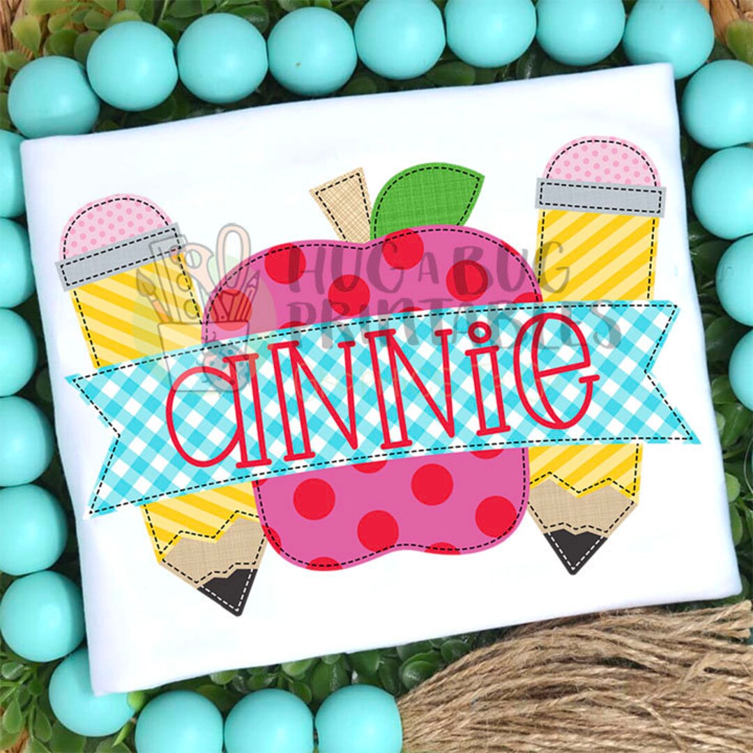 Pencils Apple Banner Faux Applique Digital File JPG PNG - Etsy