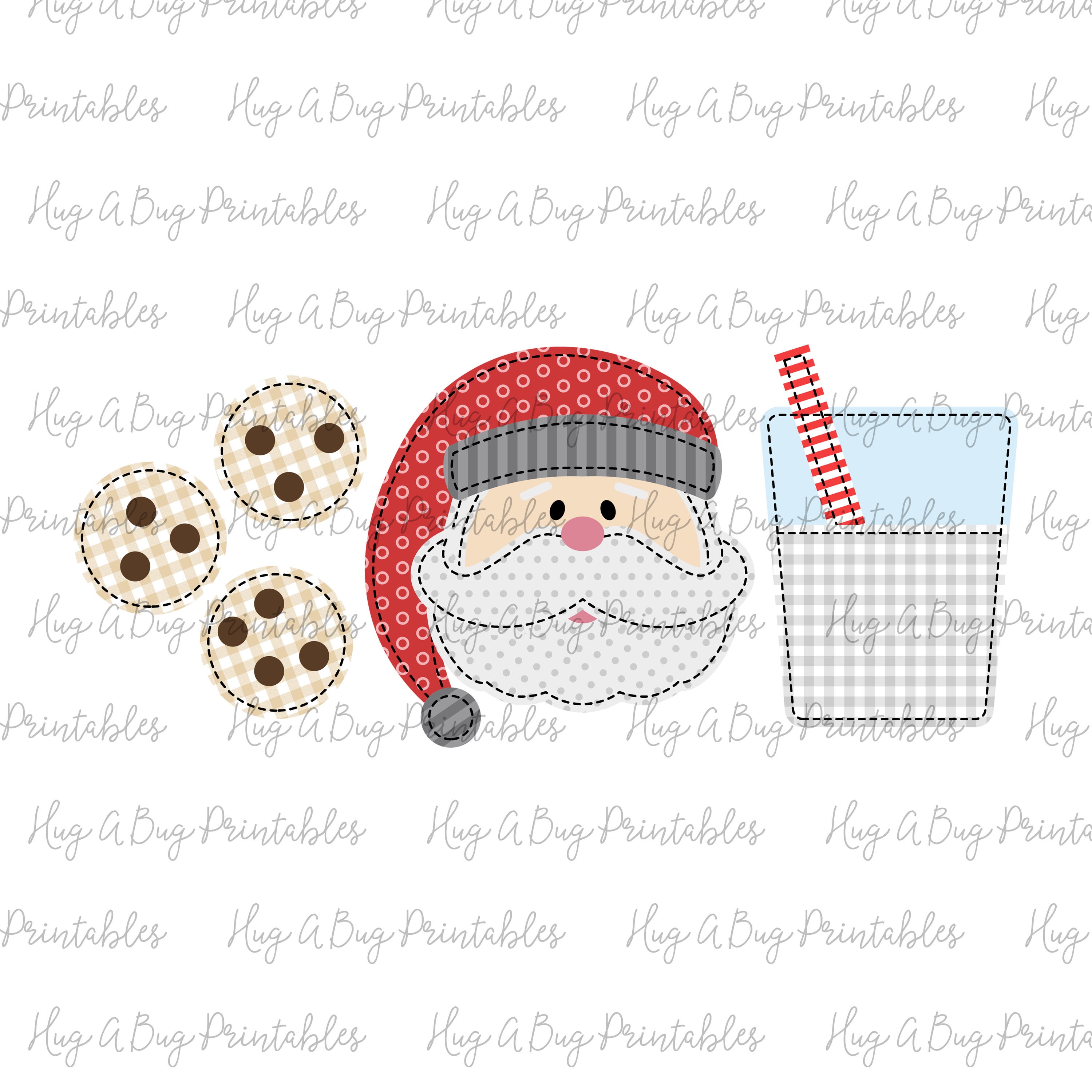 Cookies Santa Milk Faux Applique Digital File JPG PNG - Etsy
