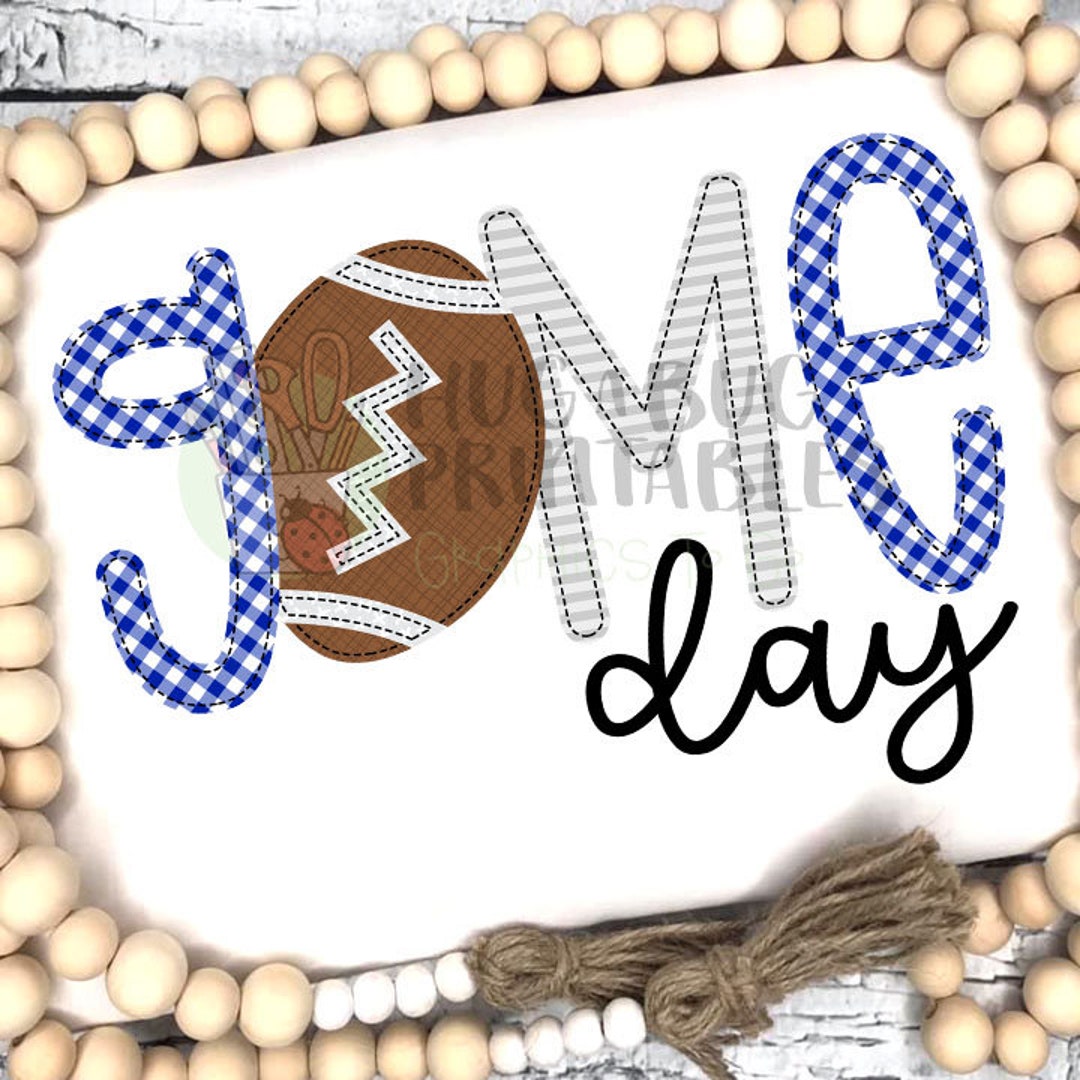 Game Day Football Blue Gray Faux Applique Digital File JPG PNG - Etsy