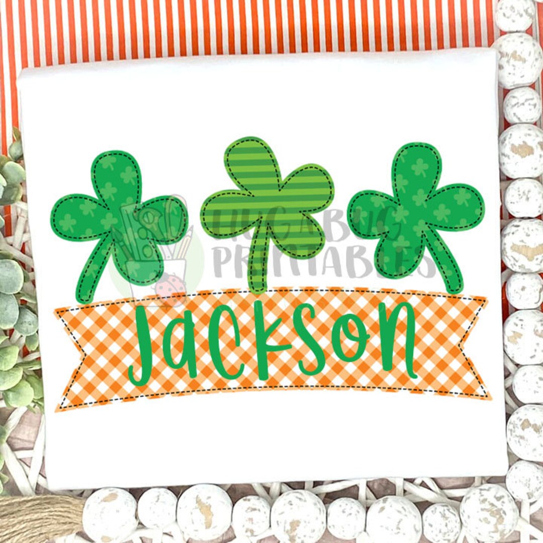 Clover Trio Banner Orange Faux Applique Digital File JPG PNG - Etsy