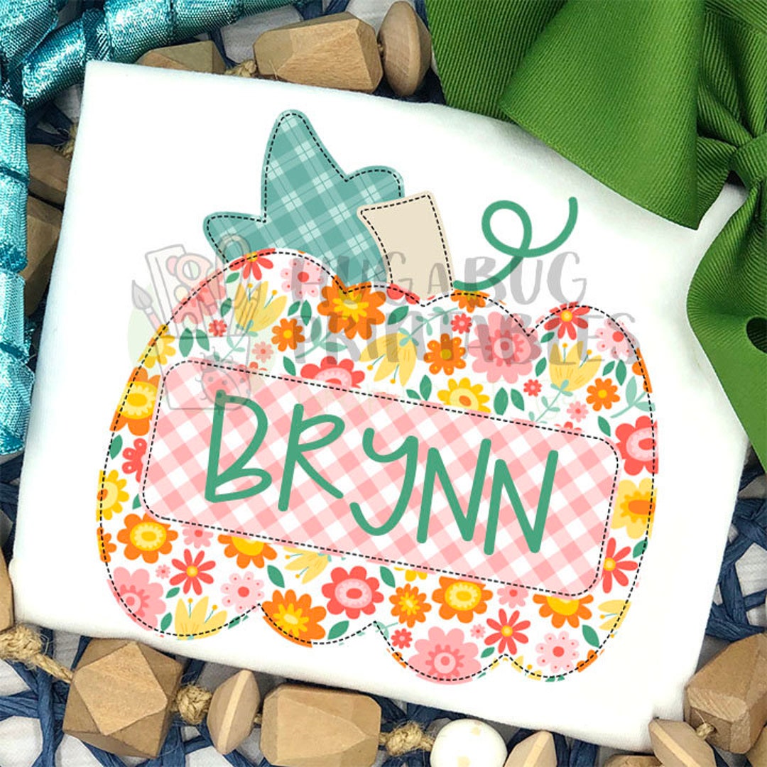 Simple Pumpkin Floral Faux Applique Digital File JPG PNG - Etsy