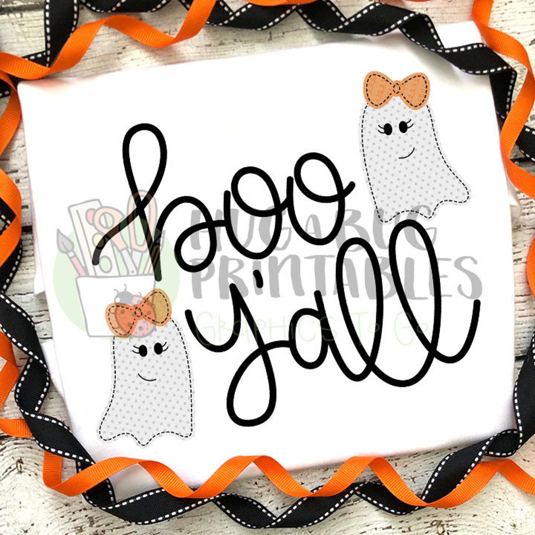 Boo Y'all Bow Faux Applique Digital File JPG PNG - Etsy