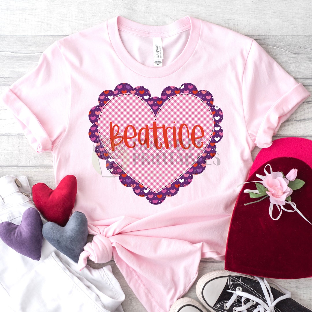 Frilly Heart Purple Pink Faux Applique Digital File JPG PNG - Etsy