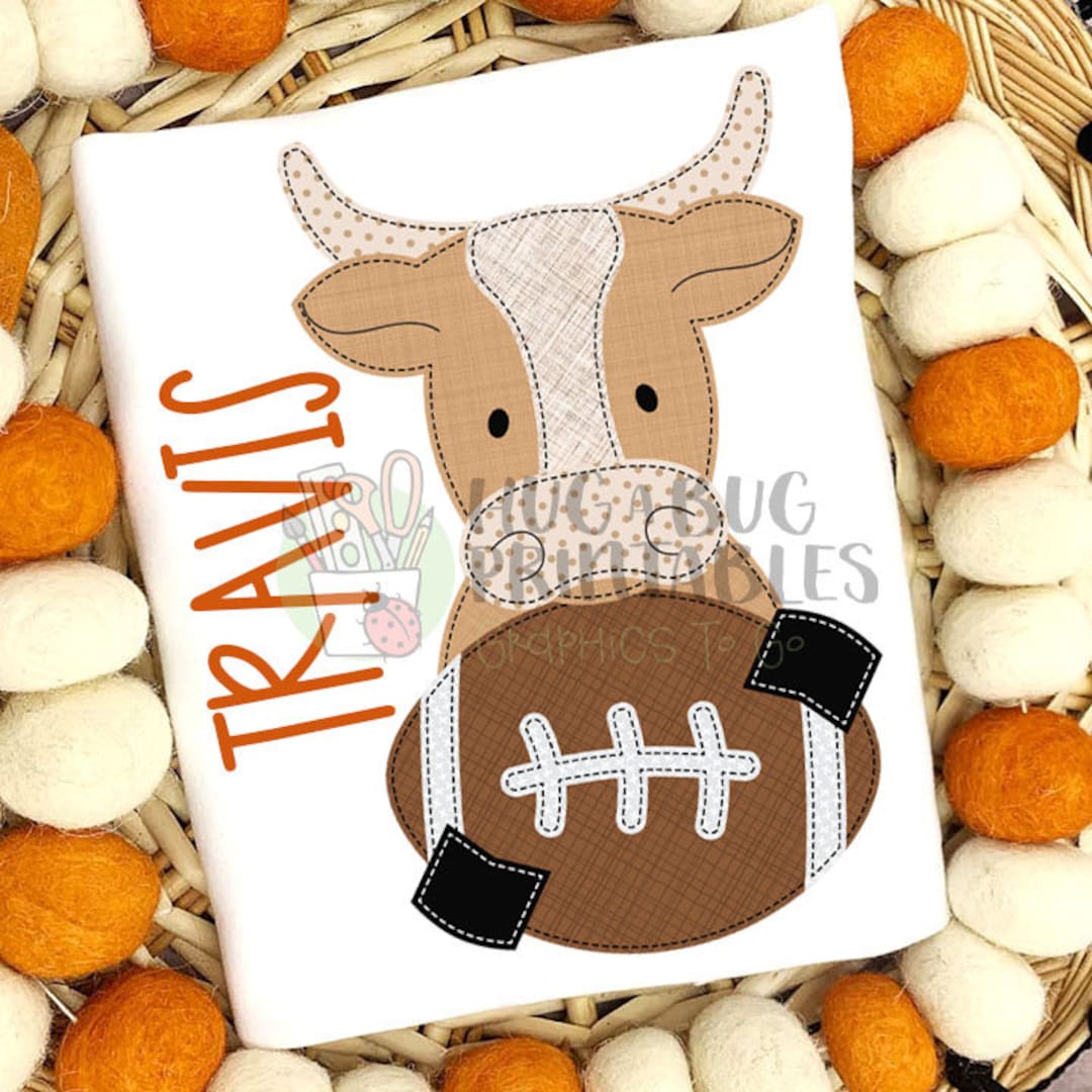 Longhorn Football Faux Applique Digital File JPG PNG - Etsy