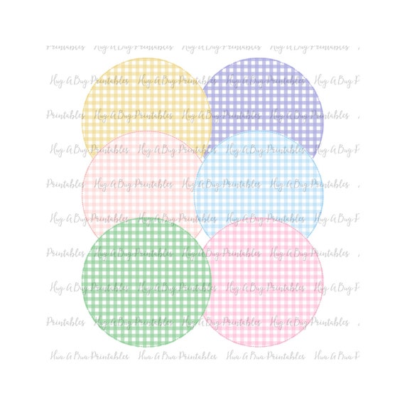 Pastel Gingham Circle Faux Applique Background Clipart Artwork - Etsy
