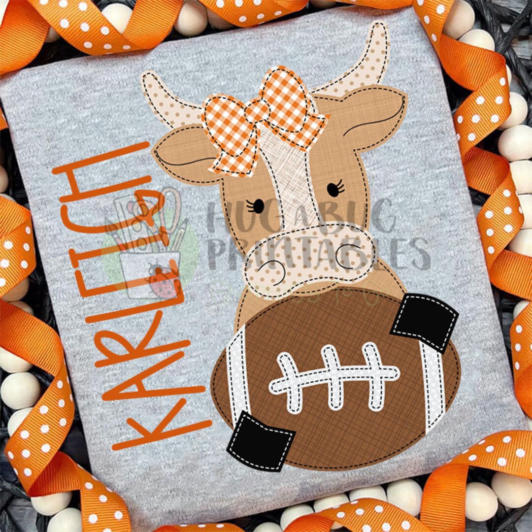 Longhorn Bow Football Faux Applique Digital File JPG PNG - Etsy