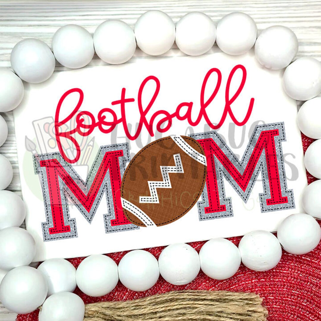 Football Mom Red Gray Faux Applique Digital File JPG PNG - Etsy