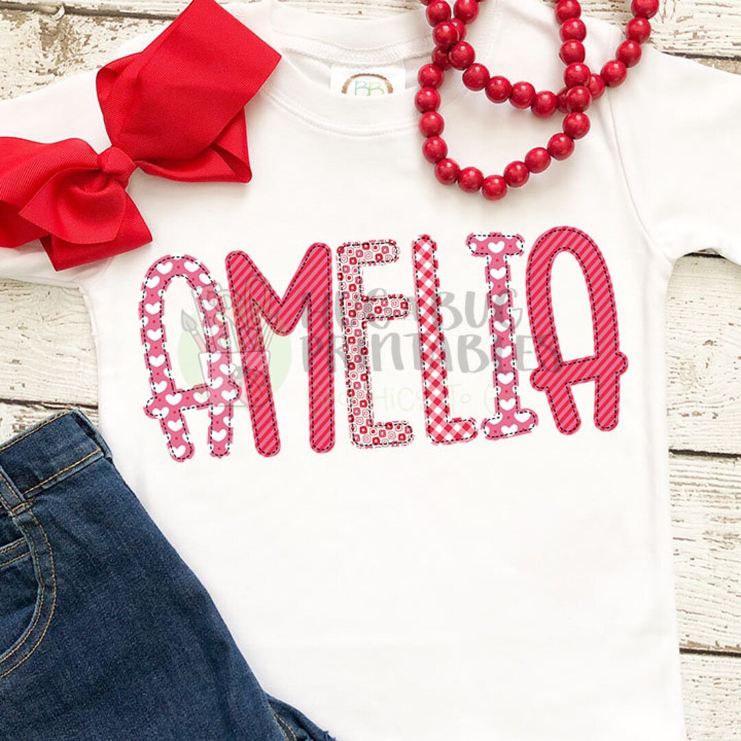 Valentine Faux Applique Alpha Pack Digital File JPG PNG - Etsy