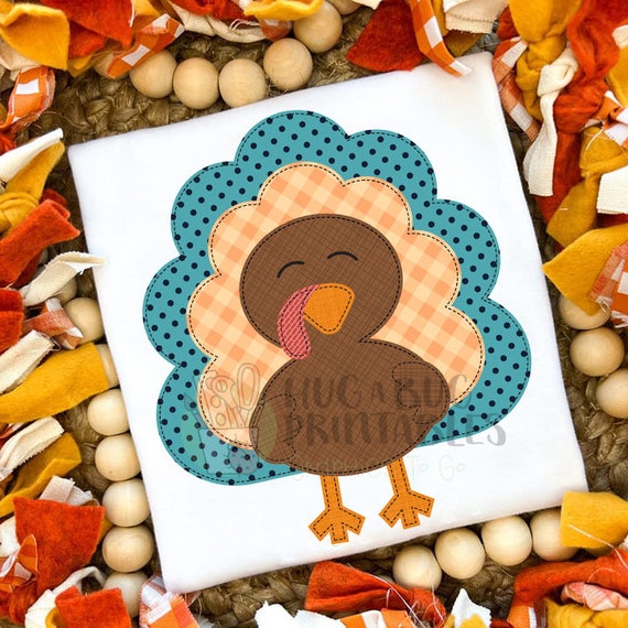Standing Fluffy Turkey Faux Applique Digital File JPG PNG - Etsy