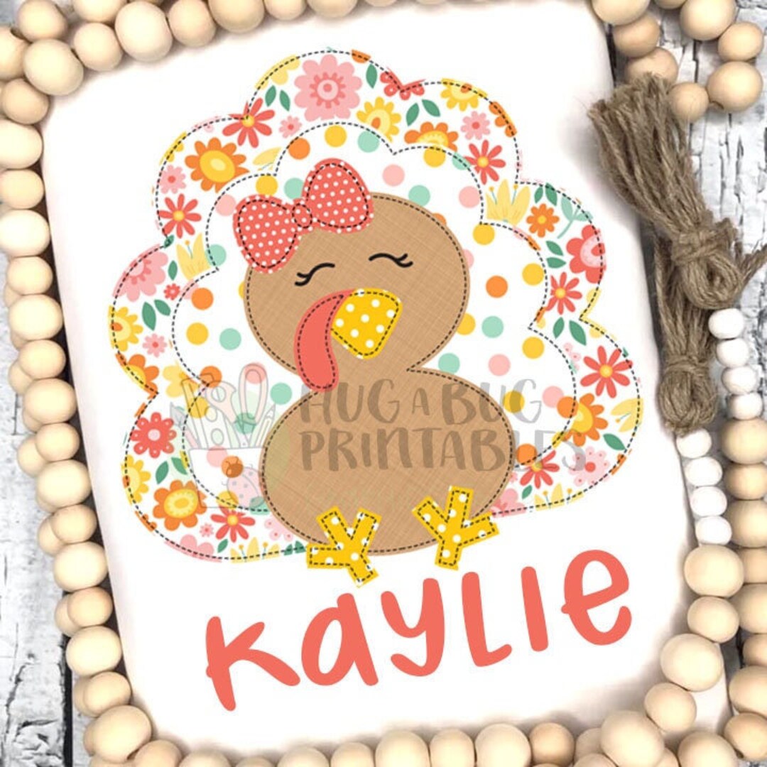 Fluffy Turkey Bow Faux Applique Digital File JPG PNG - Etsy