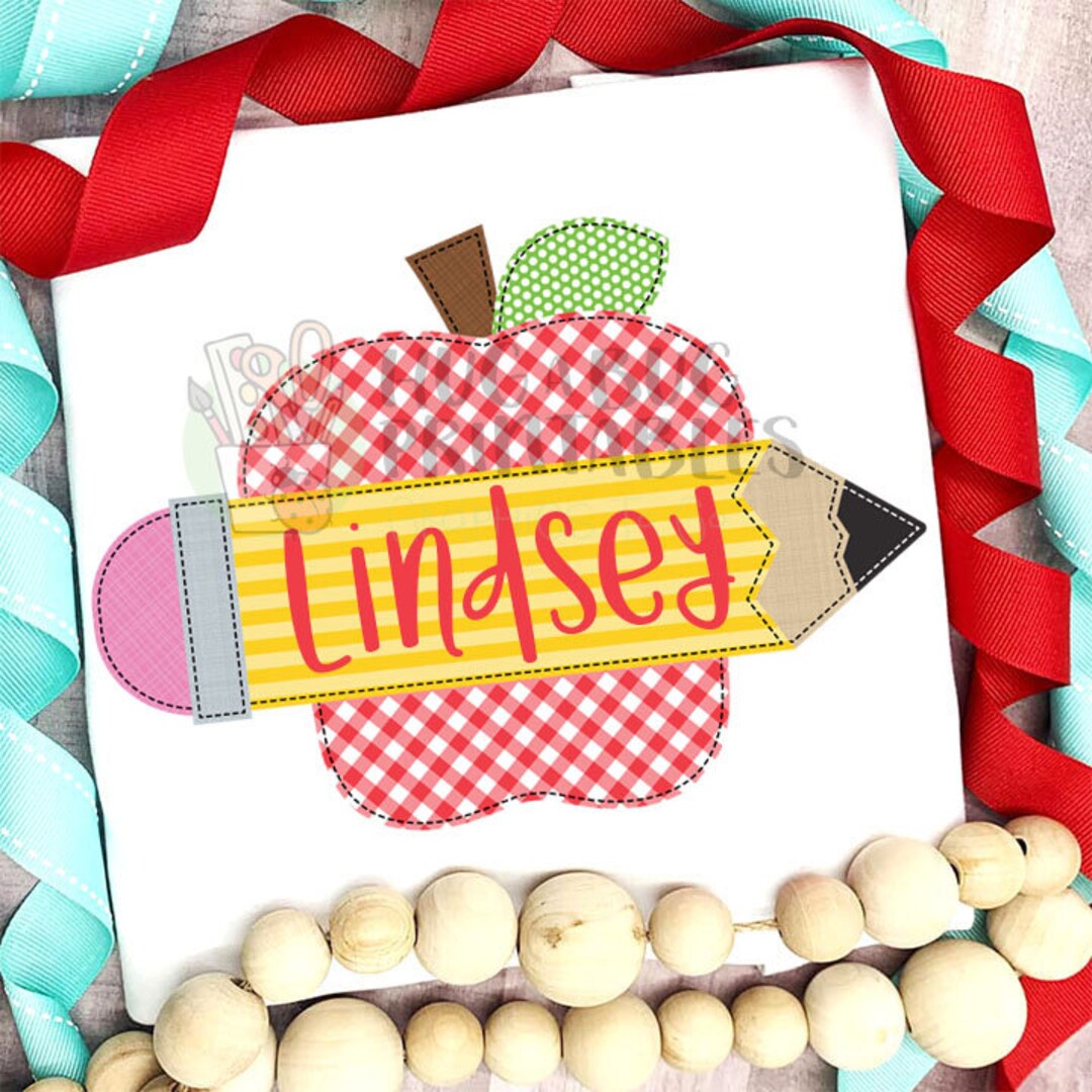 Apple Pencil Box Faux Applique Digital File JPG PNG - Etsy