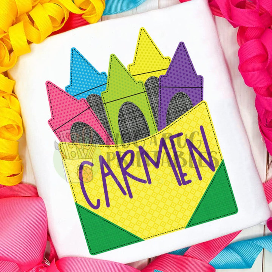 Box Crayons Faux Applique Digital File JPG PNG - Etsy
