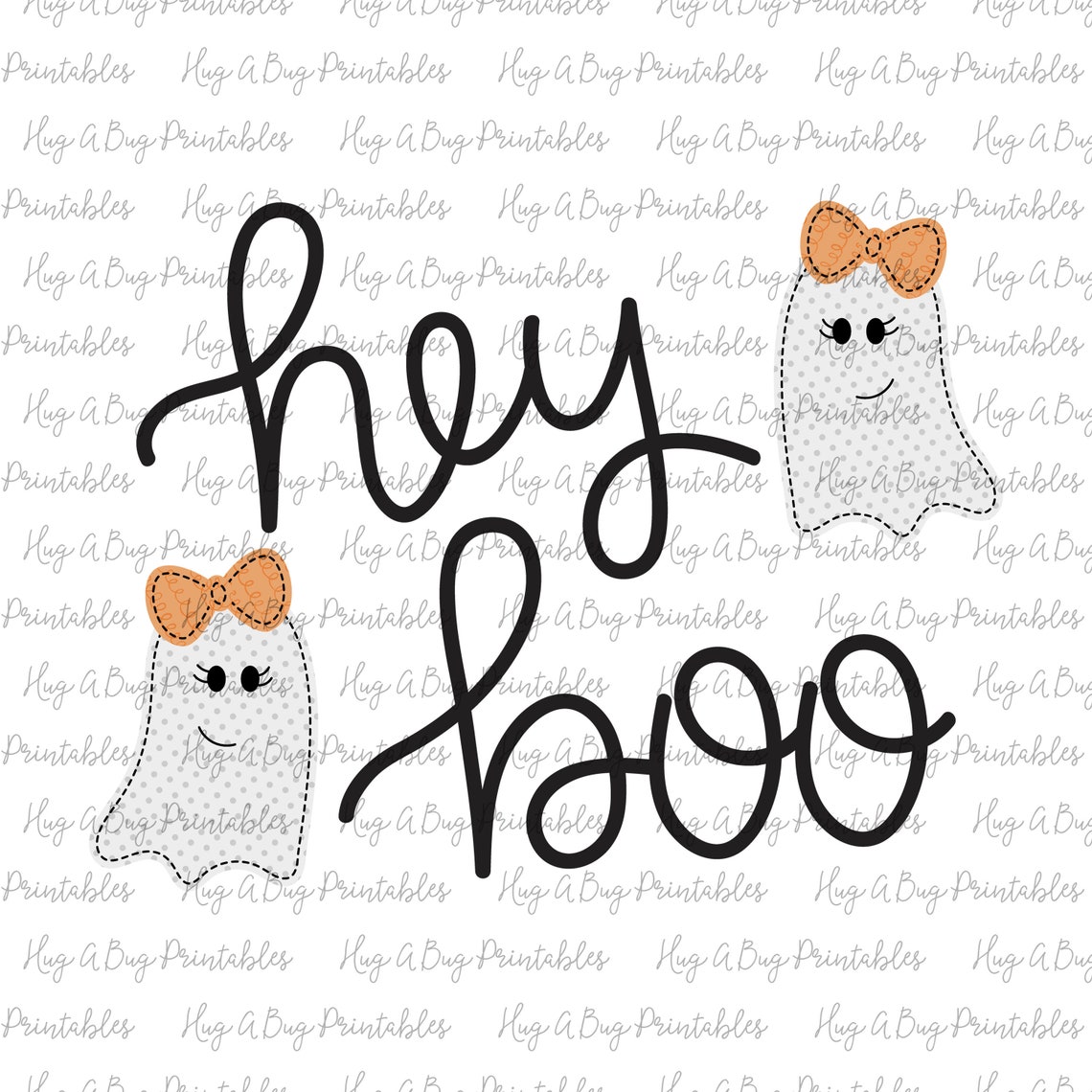 Hey Boo Bow Faux Applique Digital File JPG PNG - Etsy
