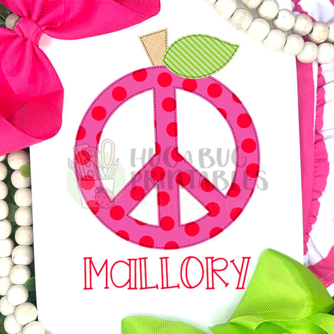 Peace Apple Faux Applique Digital File JPG PNG - Etsy