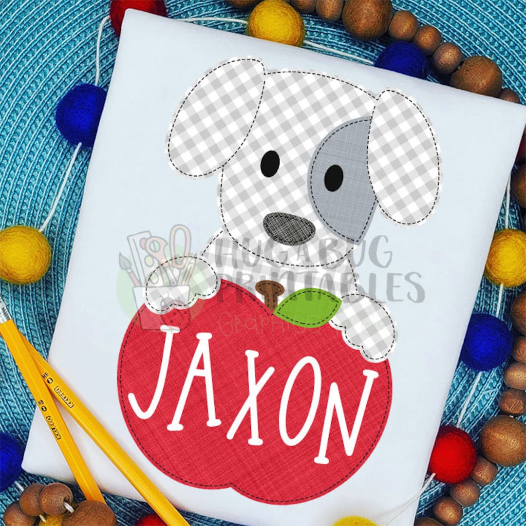 Pup Apple Faux Applique Digital File JPG PNG - Etsy