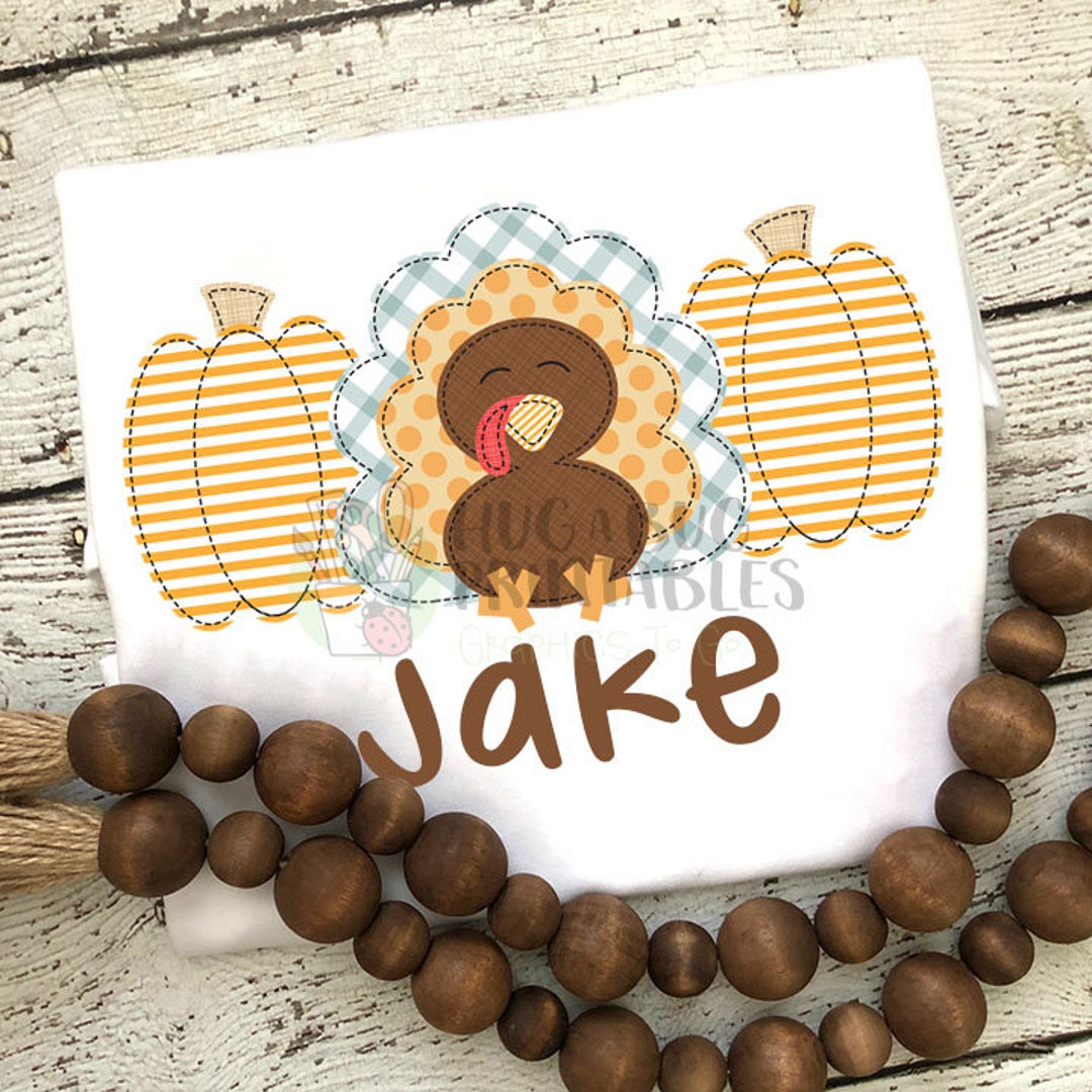Fluffy Turkey Pumpkins Faux Applique Digital File JPG PNG - Etsy