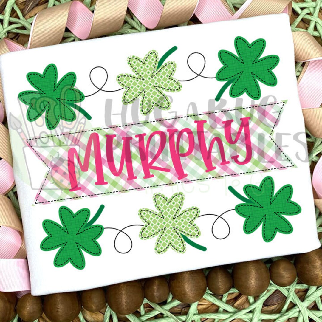 Clovers Banner Faux Applique Digital File JPG PNG - Etsy