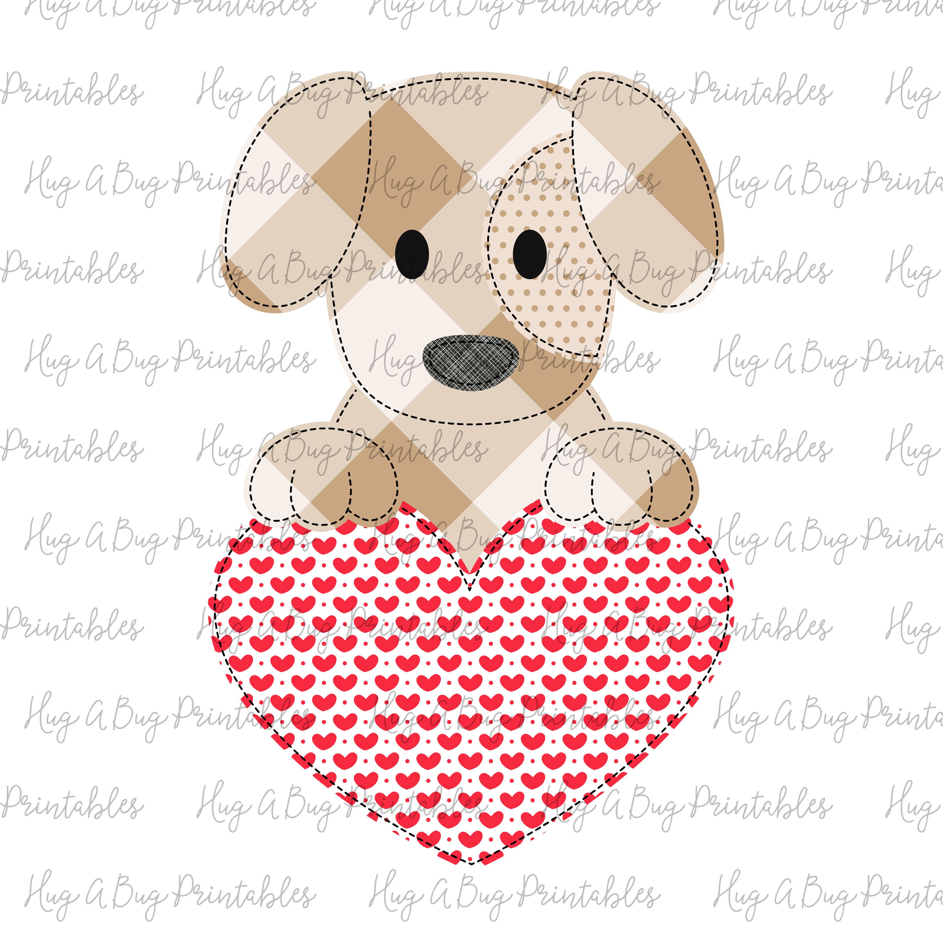 Pup Heart Faux Applique Digital File JPG PNG - Etsy