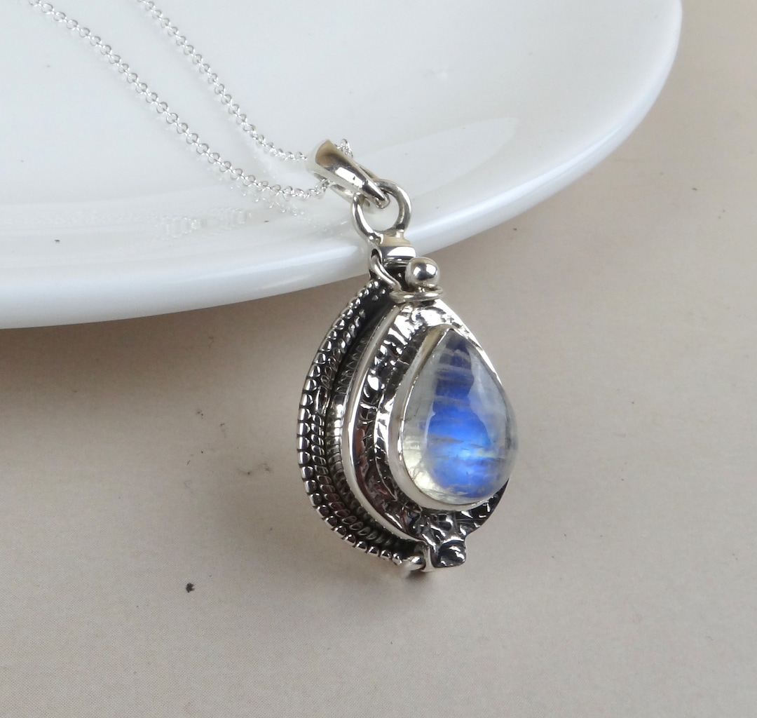Poison Pendant-moonstone Poison Box Pendant, 925 Sterling Silver ...