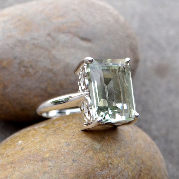 Prasiolite Ring - Etsy