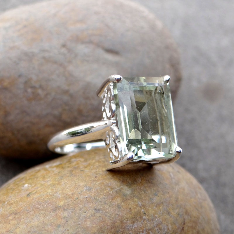 Prasiolite Ring - Etsy