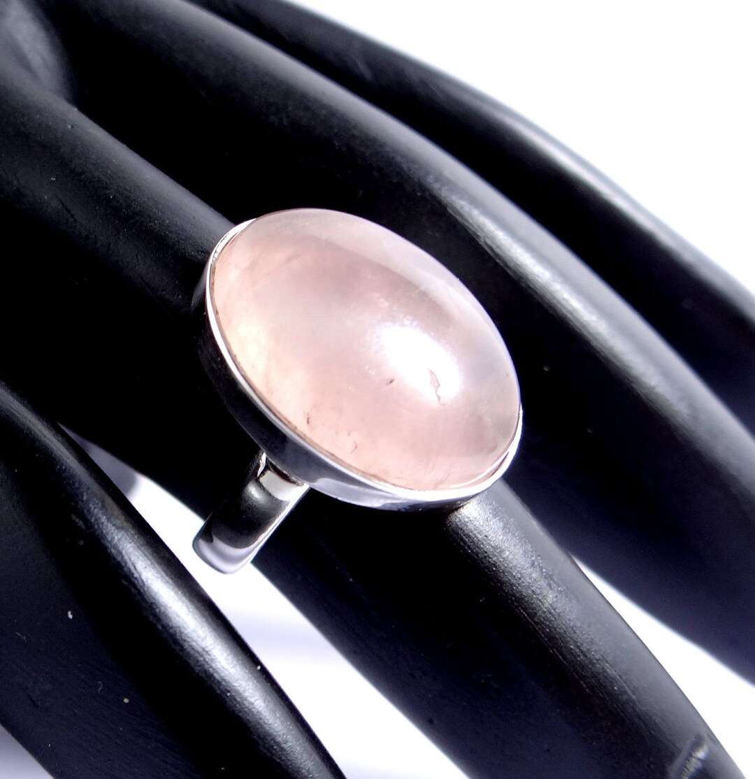 Genuine Rose Quartz Ring, Silver Rose Quartz Ring, 925 Sterling Silver ...