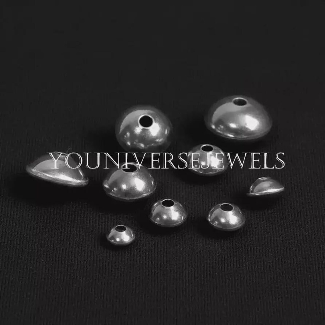 Sterling Silver Saucer Bead Caps Dome Spacer Beads | Handmade Jewelry ...