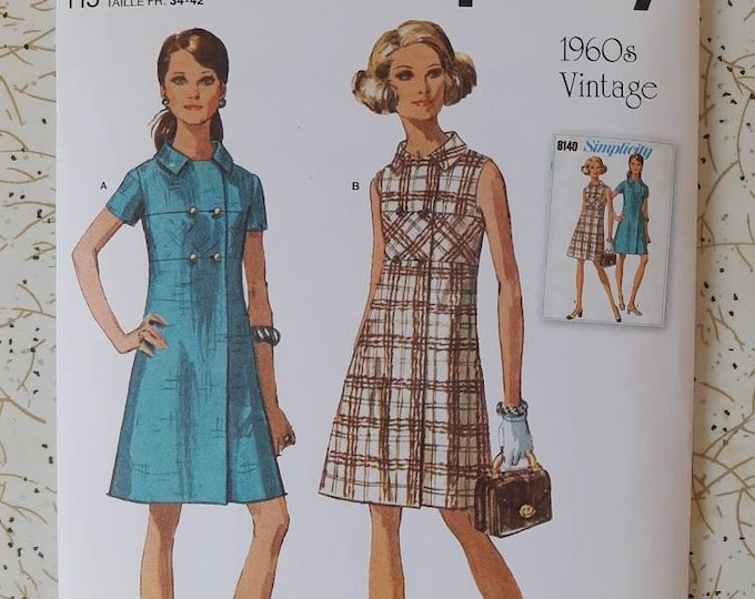 Vintage 1960s Mod Shift Dress Pattern ~ Simplicity 9466 Size 6-14 or 16 ...