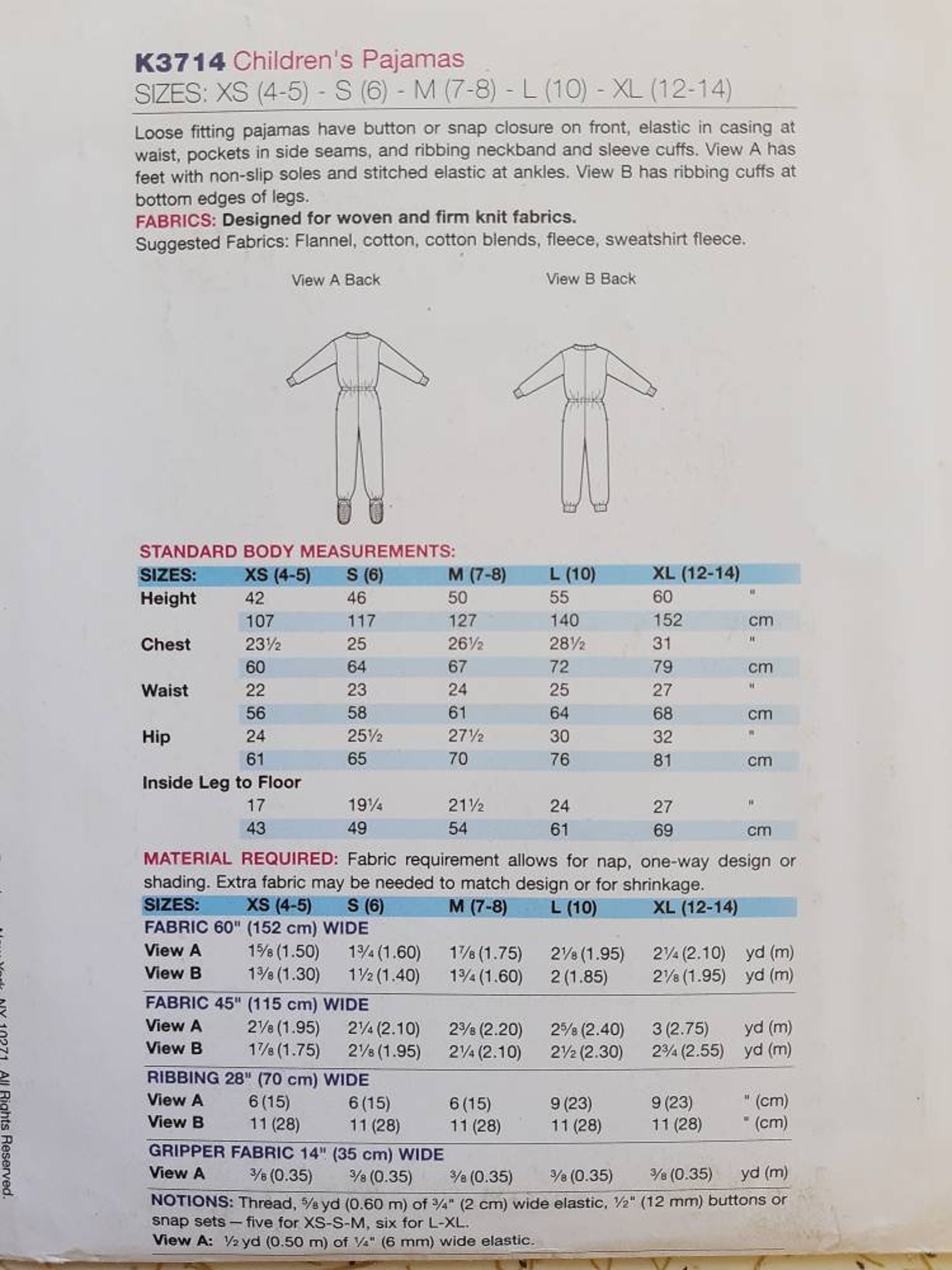 Kwik Sew Kids Sleepsuit Onesie All-in-one Pattern 3714 ~ Multi-sized ...