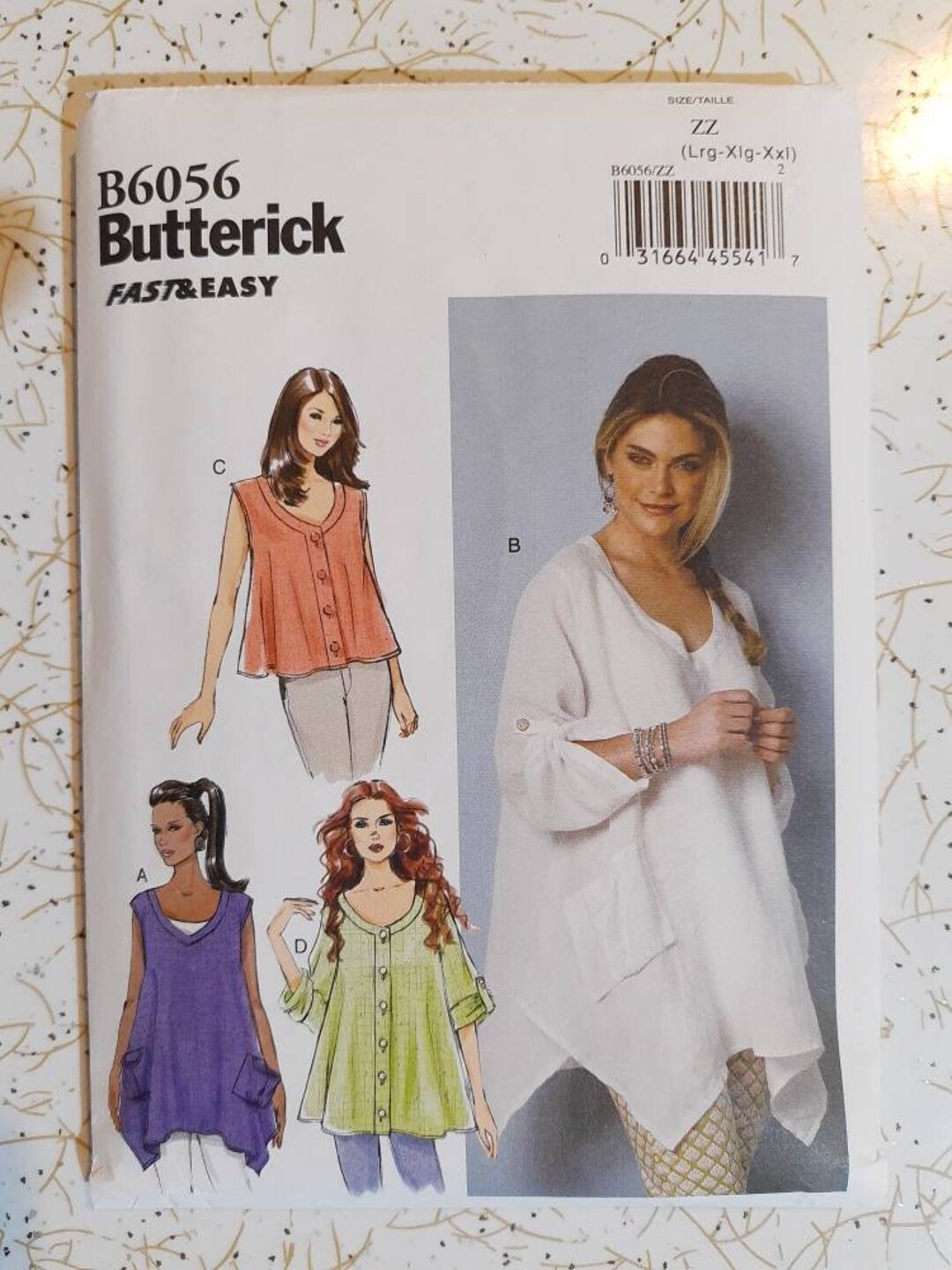Butterick Pattern 6056 Swing Top With Buttons, Shaped Hem and Pockets ...