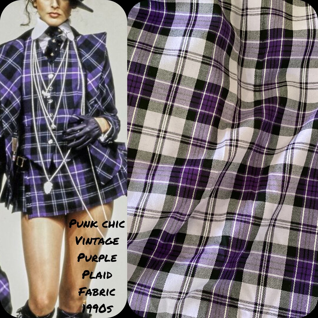 Punk Chic Vintage 1980s 1990s Tartan Plaid Fabric Soft Viscose/wool ...