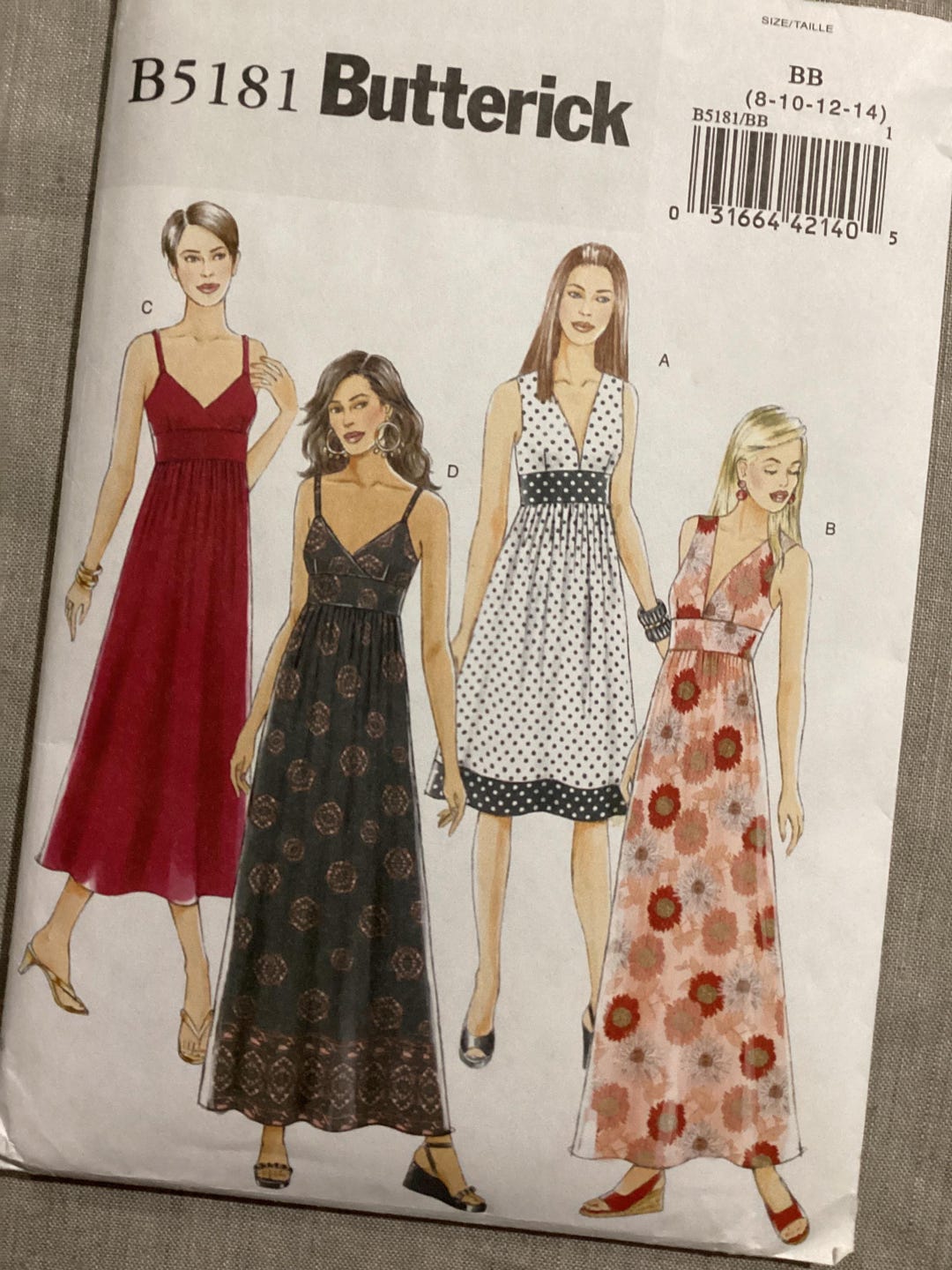 Strappy Midriff Maxi Dress Pattern - Butterick 5181 ~ Sizes 8-14 ...