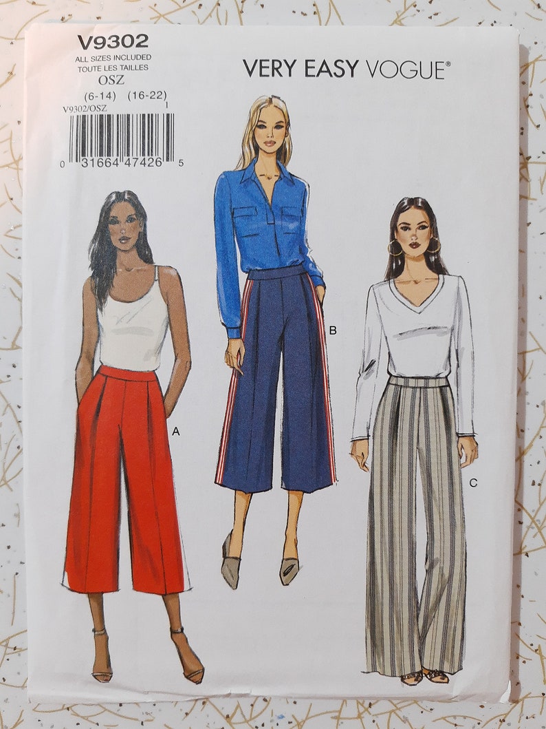 VERY EASY VOGUE Patterns wide Leg Pants or Culottes With - Etsy