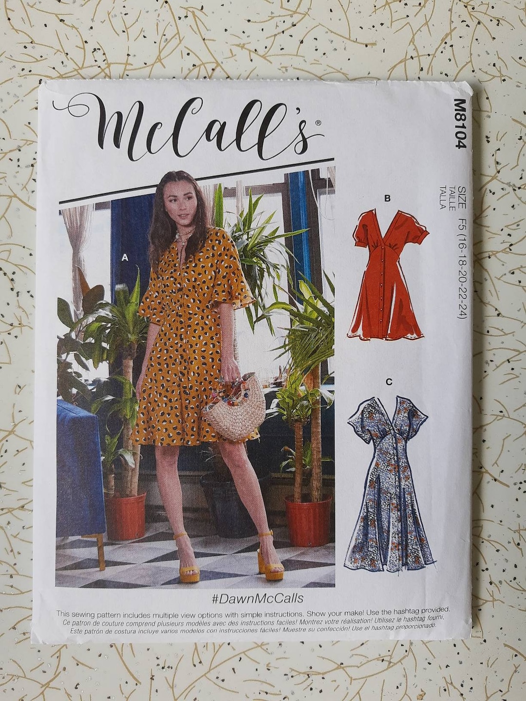 Mccalls Pattern 8104 ~ Flared Dress With Shaped Bodice and Kimono ...