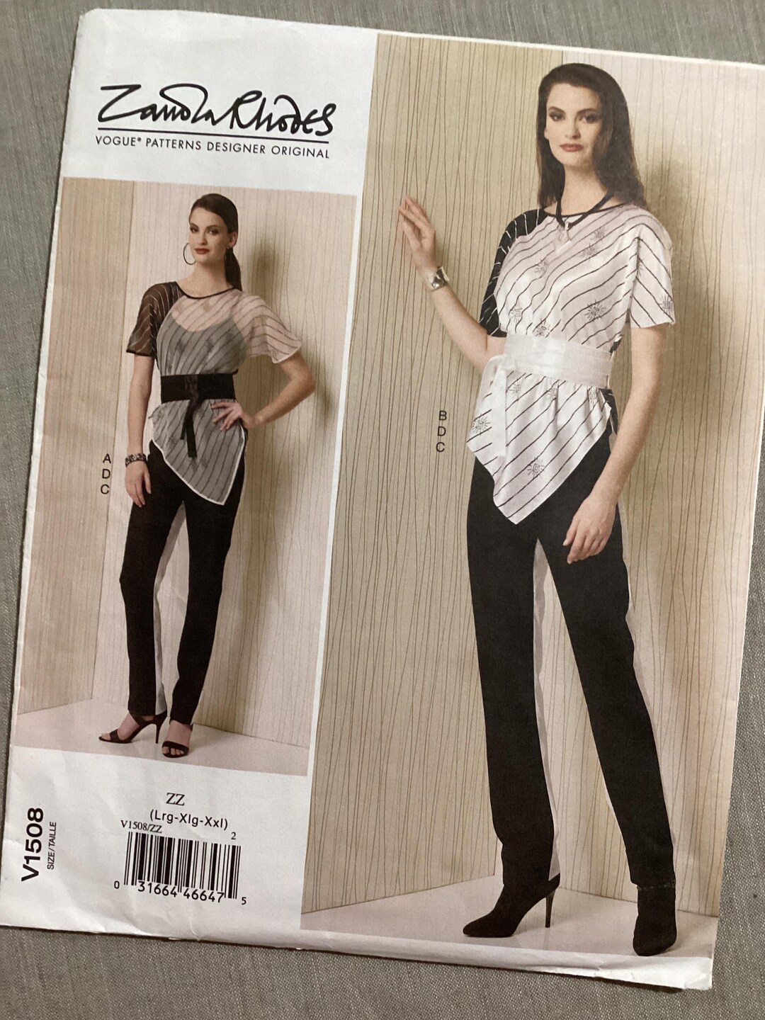 Zandra Rhodes Vogue Pattern 1508 - Origami Bias Top, Pants & Sash (size ...