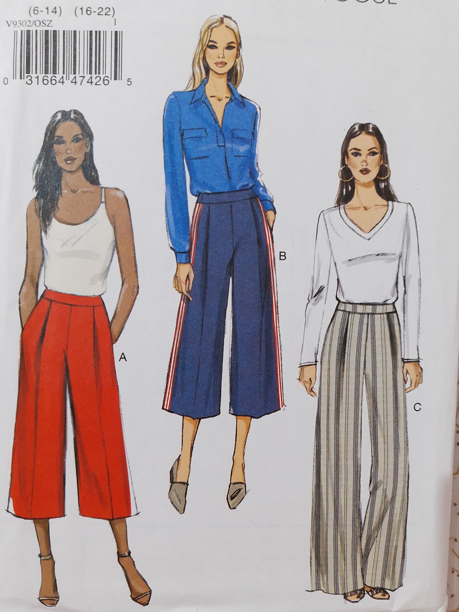 VERY EASY VOGUE Patterns wide Leg Pants or Culottes With - Etsy