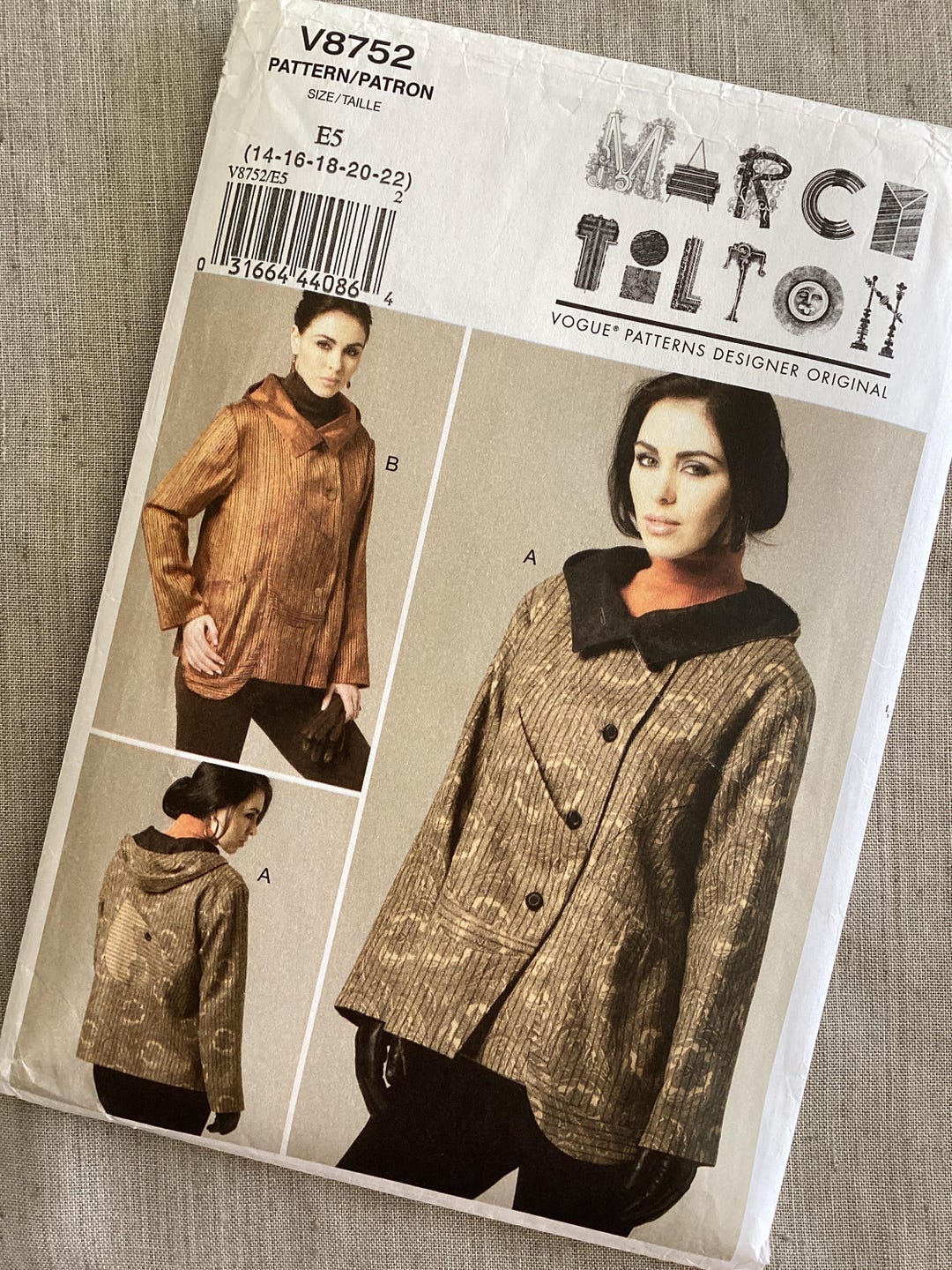 Marcy Tilton for Vogue Patterns 8752 ~ Deconstructed Jacket - Size 14 ...