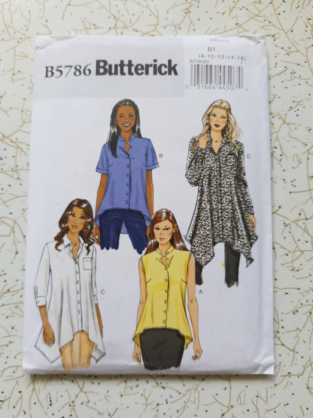 Butterick Swing Shirt Pattern With Sleeve and Hem Options ~ 5786 Size 8 ...