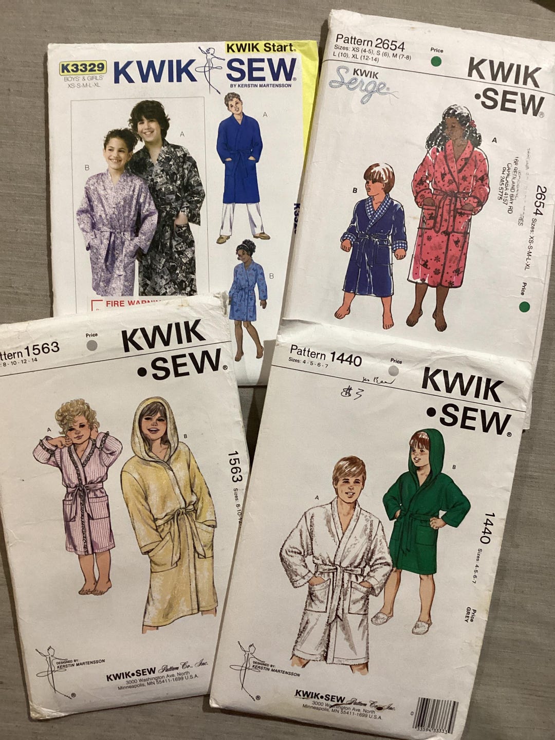 Kwik Sew Kids Robe Patterns - Boys Girls Dressing Gowns - Multi-sized ...