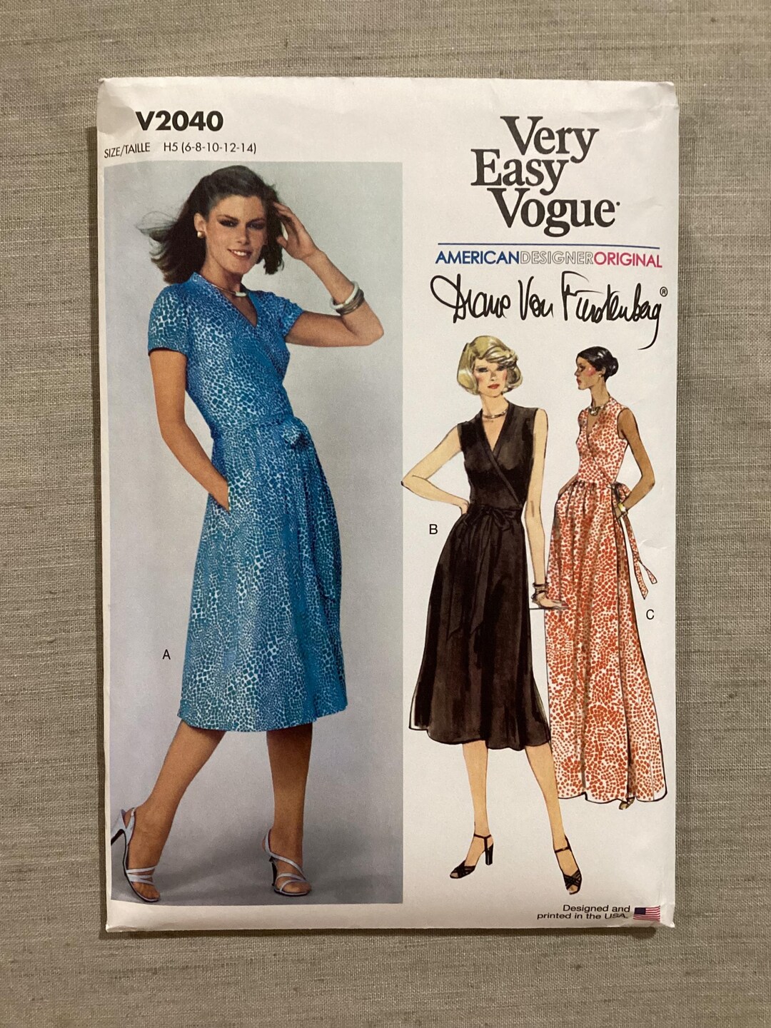 Diane Von Furstenberg Vogue 2040 Knit Wrap Dress Pattern – Maxi Length ...