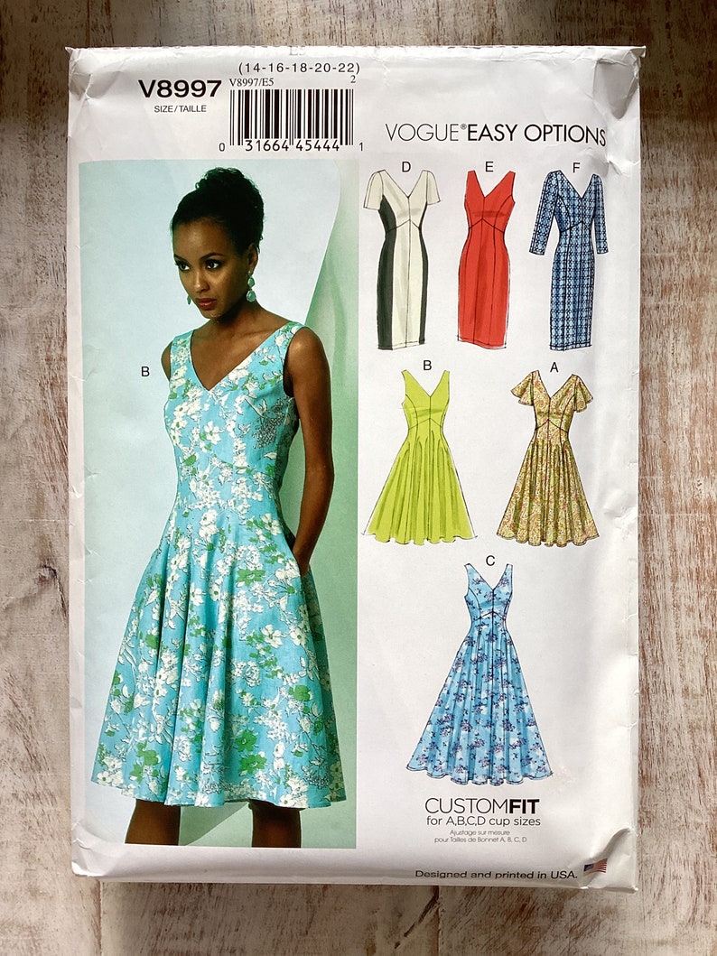 Vogue Pattern 8997 ~ Custom Fit Cup Sizes ~ Fit and Flare Dresses - Etsy