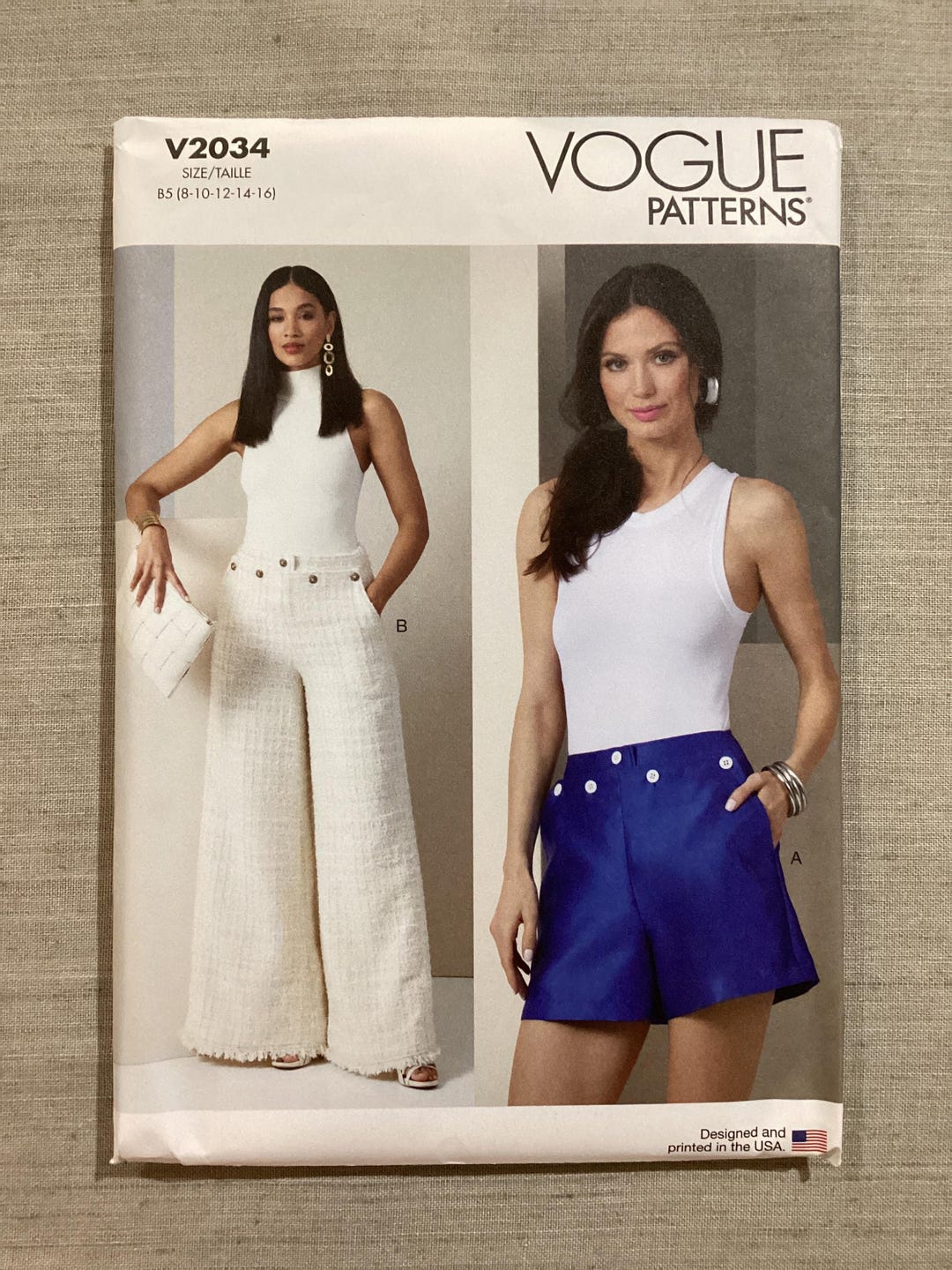 VOGUE Button Front 1930s Style Sailor Pants Pattern 2034 Size 8-16 or ...
